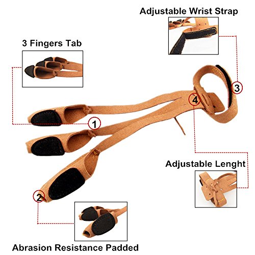 UNISTRENGH Archery Gloves 3 Finger Tabs Adult Youth Finger Protector Comfortable Shooting Hunting Arrow Bow Archery Gear Accessories (Black)