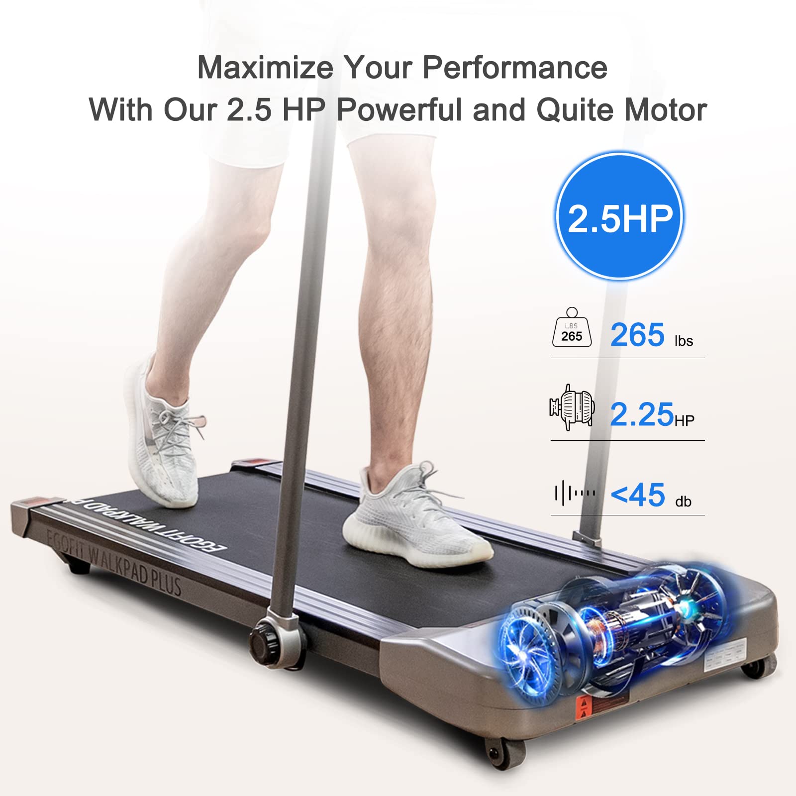 Treadmills for Home Under Desk Treadmill for Walking Running 2 in 1 Folding Treadmill for Home Office Use Flat Walking Pad Egofit WalkPad Plus F1T