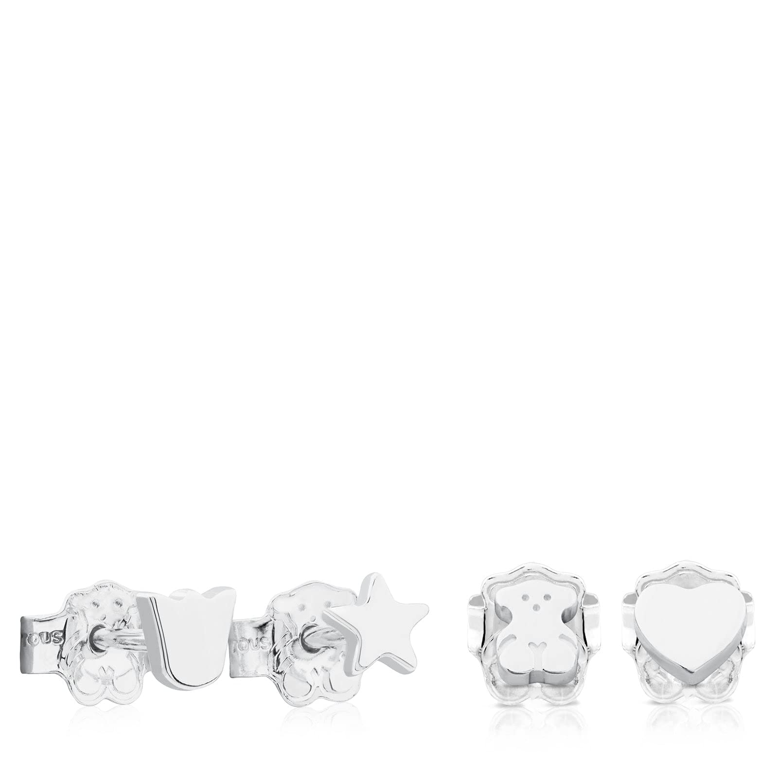 TOUS Sterling Silver Earrings for Women with Four Different motifs, Size: 0.45 cm, TOUS Basics Collection