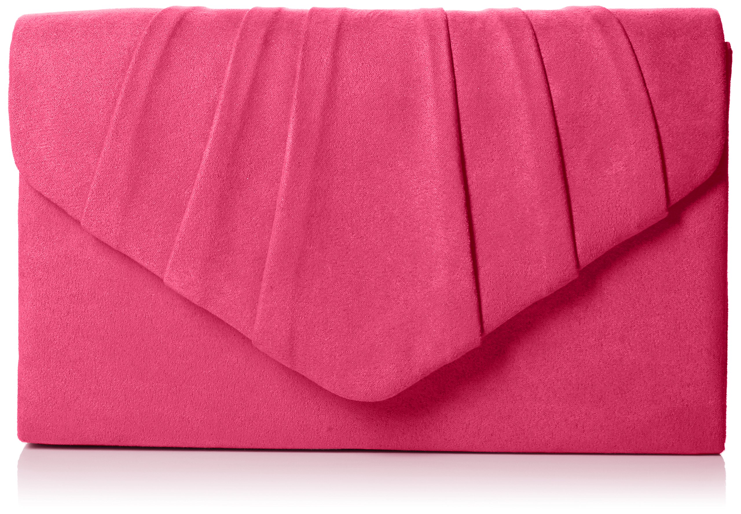 SwankySwans Iggy Suede Velvet Envelope Party Prom Clutch Bag, Pink (Fuschia)