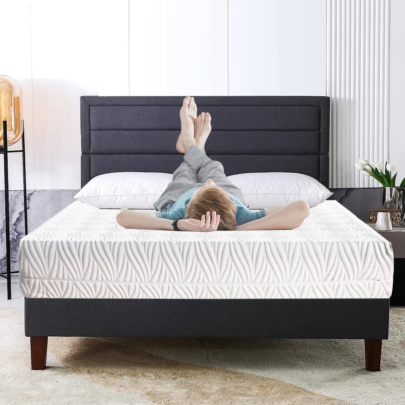 Twin Size Mattress, 10 inch Cooling Gel Memory Foam Mattress in a Box, Green Tea Breathable Bed Mattress for Cooler Sleep & Pressure Relief, Medium Firm Feel, CertiPUR-US Certified (10 Inch, Twin)