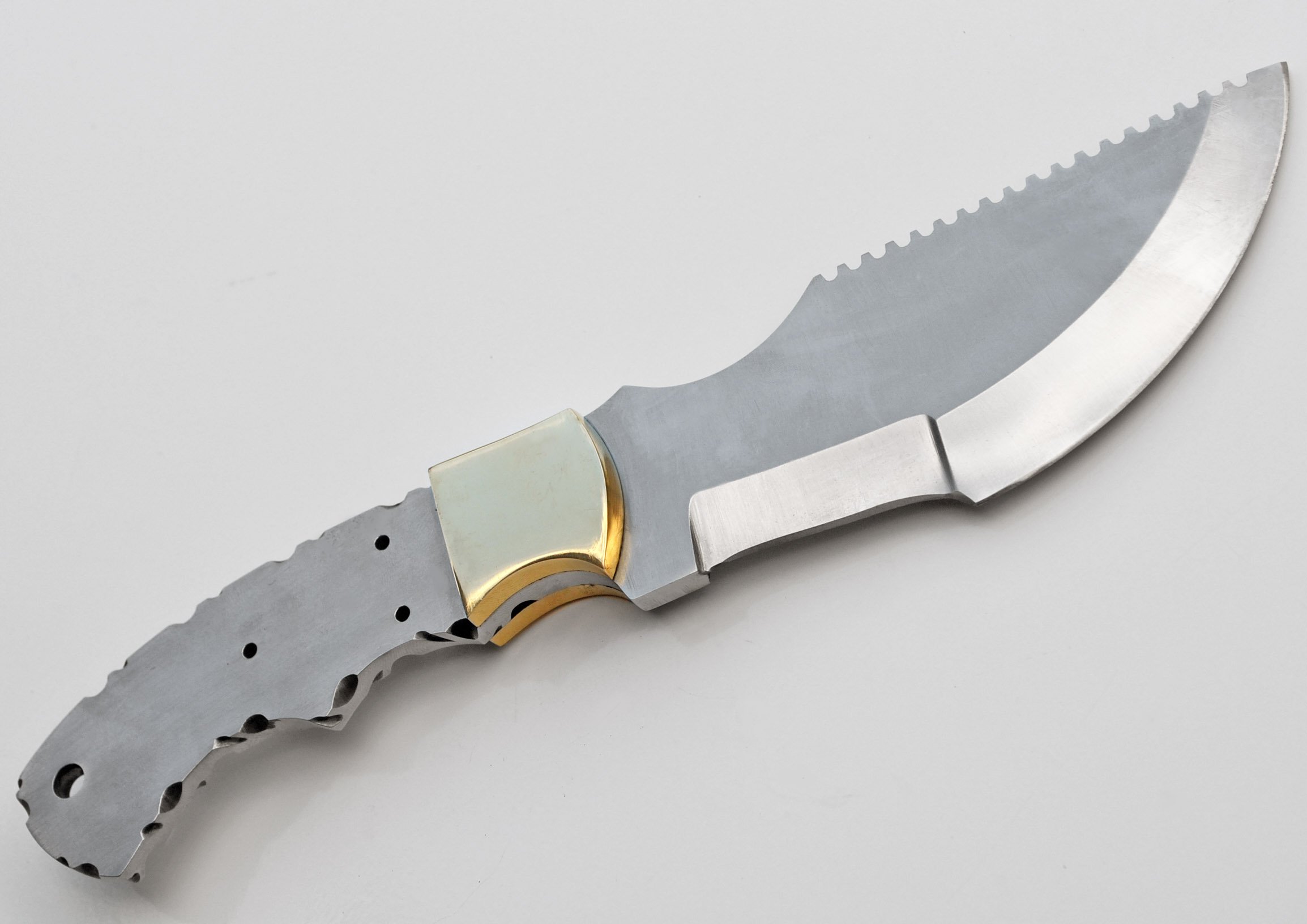 Whole Earth Supply Tracker 1095 High Carbon Steel Large Knife Blank +Brass Finger Guard for Custom Making Knives Blade Blades Blanks Hunting