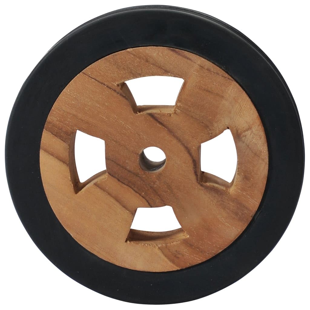 vidaXL - 2pcs Hard-Wearing Sunlounger Spare Wheels - Solid Teak Wood and Rubber - Outdoor Furniture - Easy to Mount - with Assembly Tools Included
