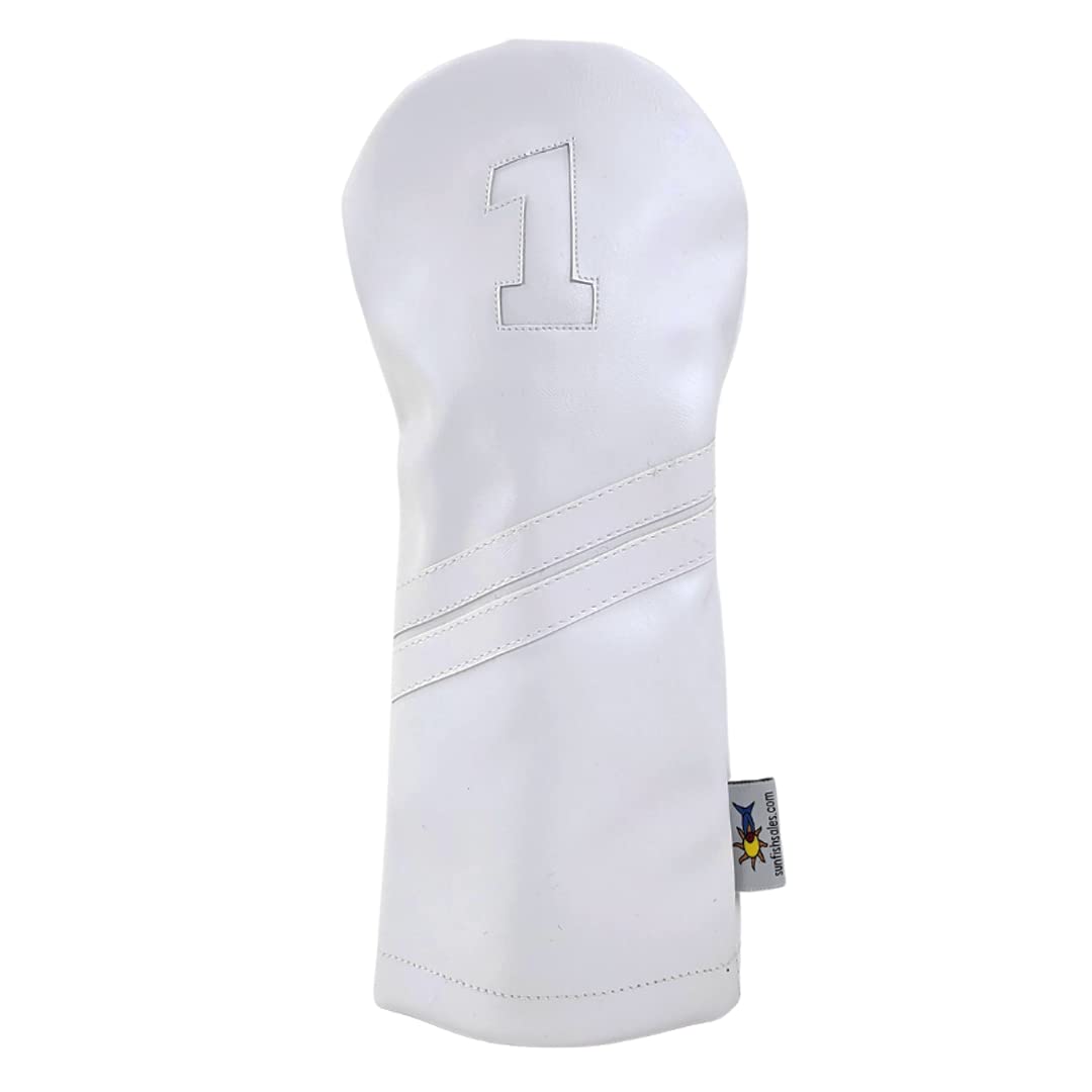 White Out Sunfish Leather Driver Golf Headcover