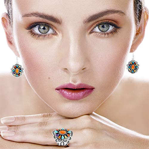 Turquoise Earrings 925 Sterling Silver & Genuine Gemstones (Multi-Gemstones)