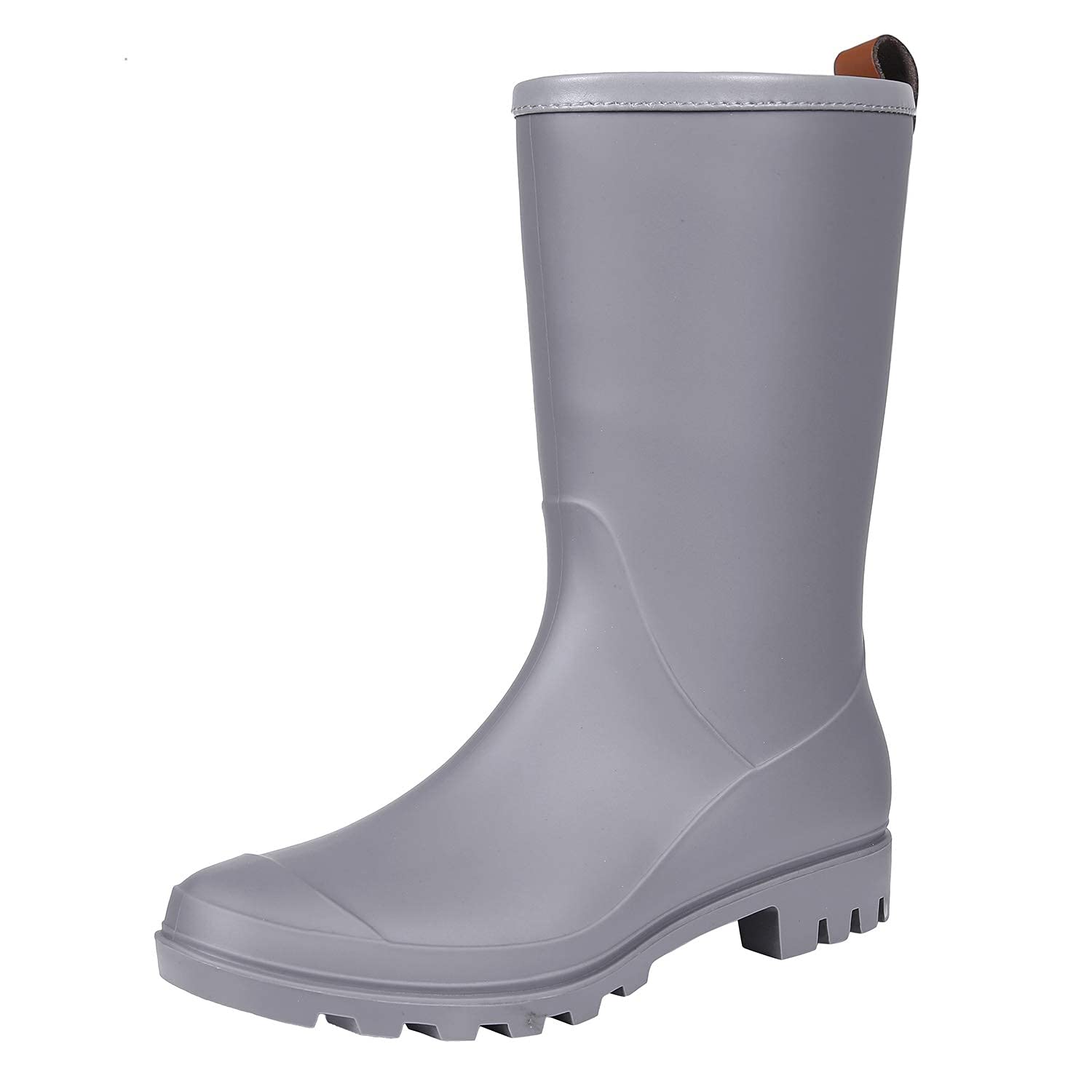 Women's Mid Calf Rain Boots Waterproof Lightweight Garden Shoes, Yellow Size 8.5