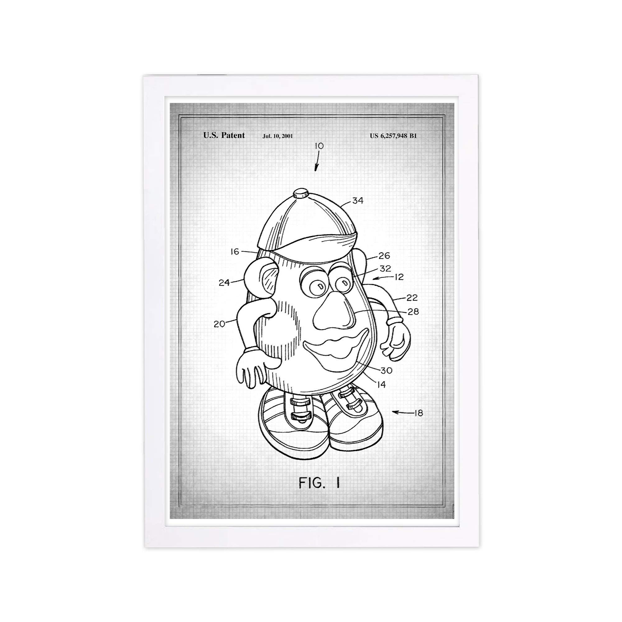 Wynwood Studio Symbols and Objects Framed Wall Art Prints 'Mr Potato 1980 Home Décor, 13" x 19", Black, Gray