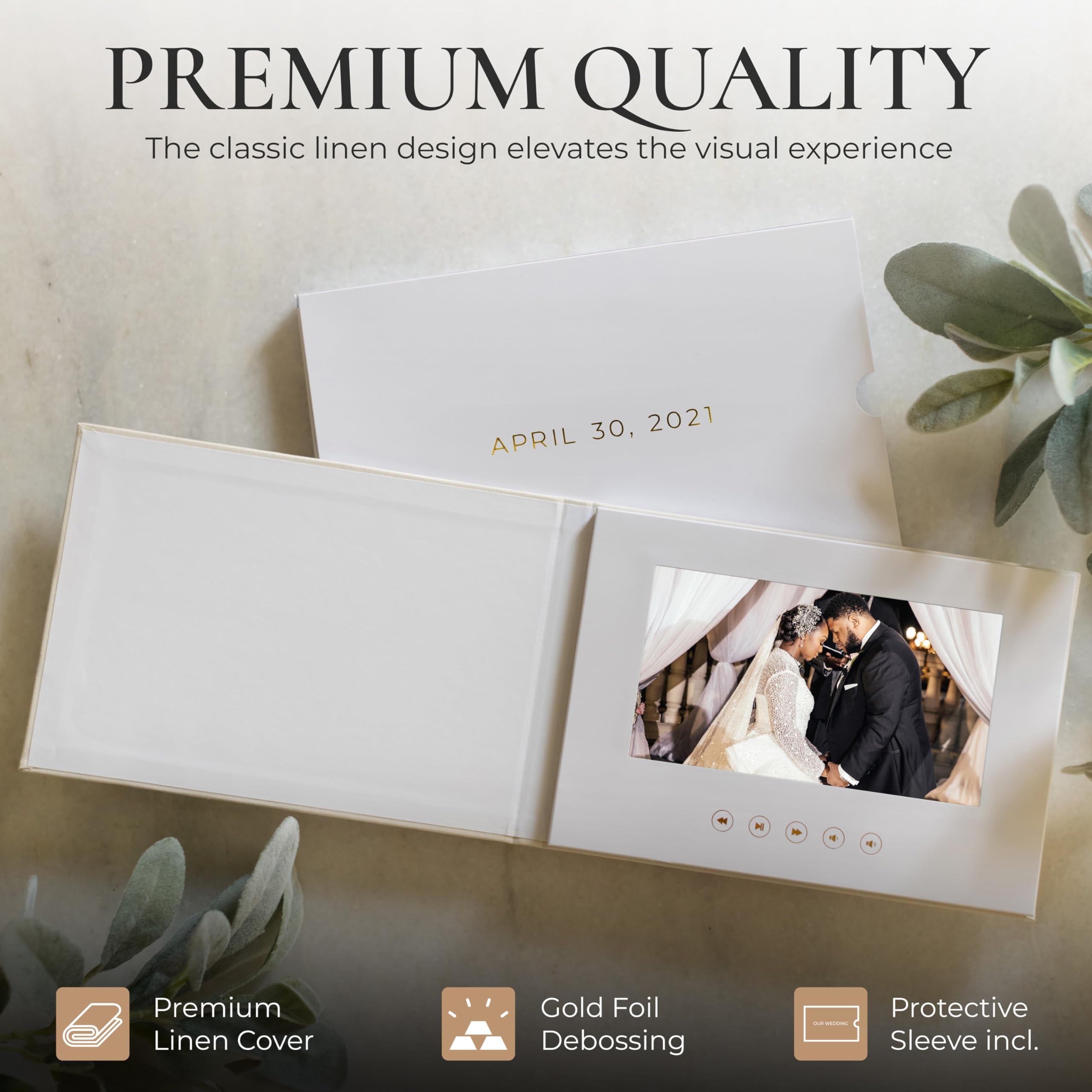 The Motion Books (PERSONALIZED) | Customized Luxury Linen Bound Video Book | Custom Video Album | Up to 3 hours of video, 7β IPS Display, 4GB of memory & Rechargeable Battery