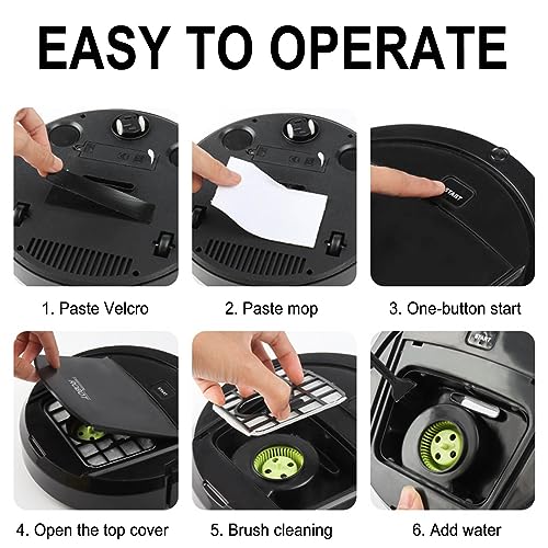 Sweeping Robot, Automatic Robot Vacuum Cleaner, Rechargeable Household Robot Vacuum Cleaner Smart Sweeping Mopping Robot Easy Operation Robotic Vacuums, for Pet Hair Hard Floor (Black)