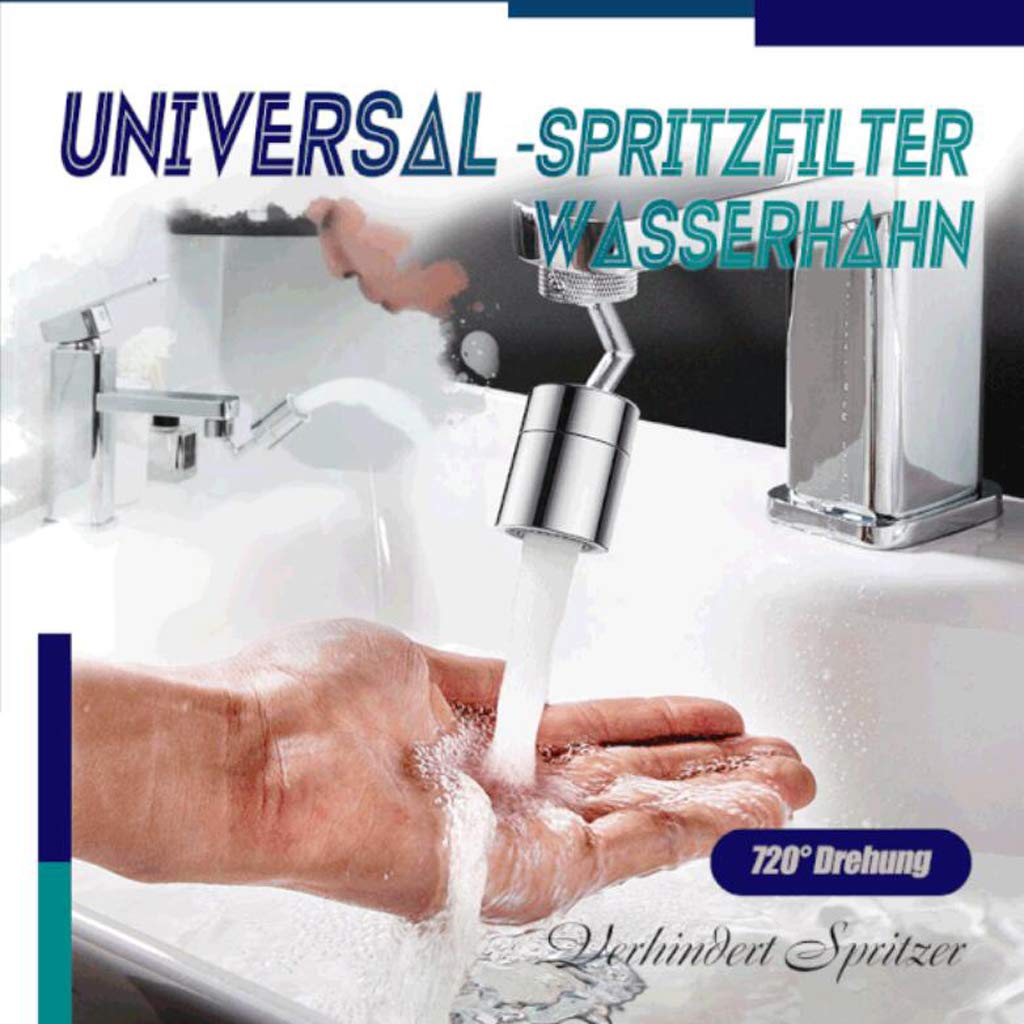 Universal 720° Rotatable Splash Filter Faucet - Durable Copper & ABS, Anti Splash, Oxygen Enriched Foam, 4 Layer Net Filter, Leakproof Design with O-Ring Water Sprayer 2 Modes Adjustment (B - M24)
