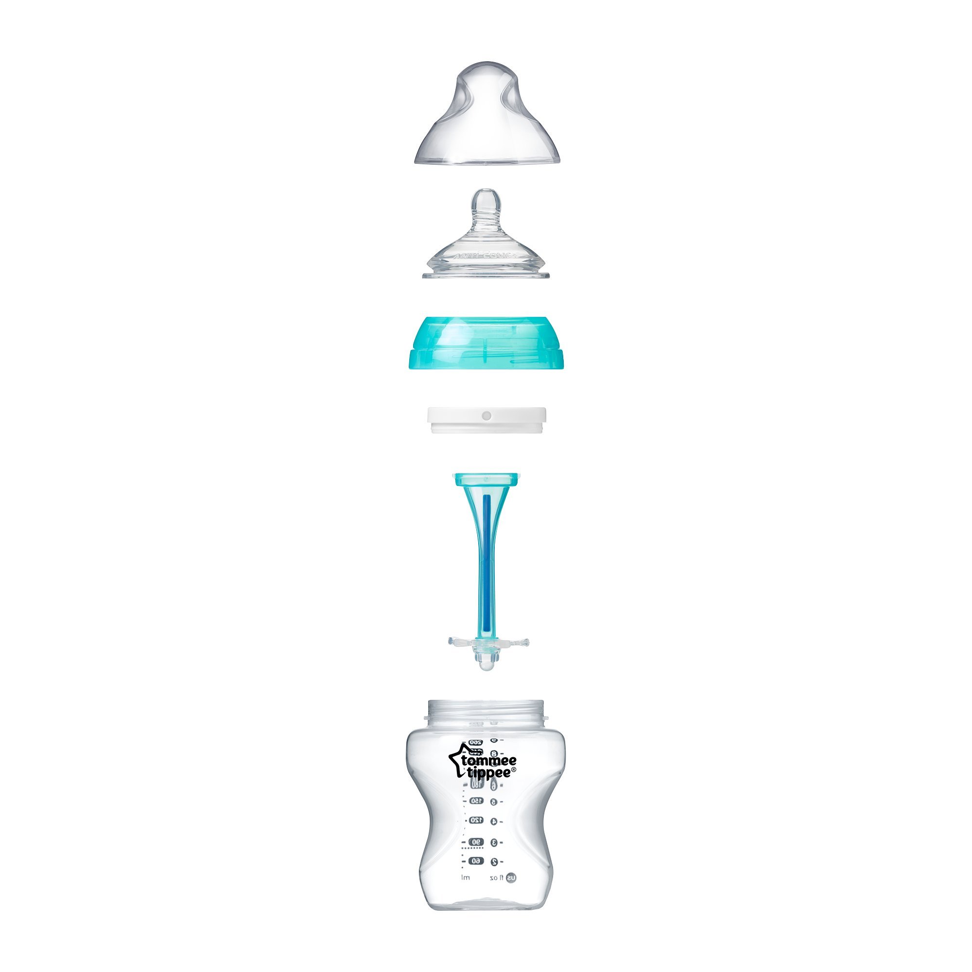 Tommee Tippee Advanced Anti-Colic Baby Bottle, Slow Flow Breast-Like Nipple, Heat-Sensing Technology, BPA-Free - 9 Ounce, 1 Count