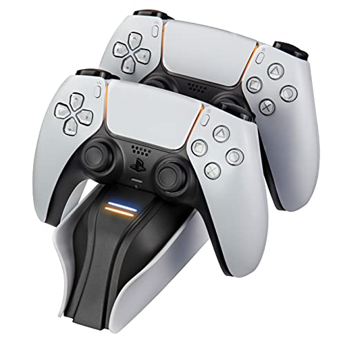 Snakebyte Twin Charge Dual Charger for Playstation 5 - Charging Station for DualSense Controllers ā Fast Charger for 2 PS5 Wireless Controllers - Type-C Cable, LED Charge Status Display