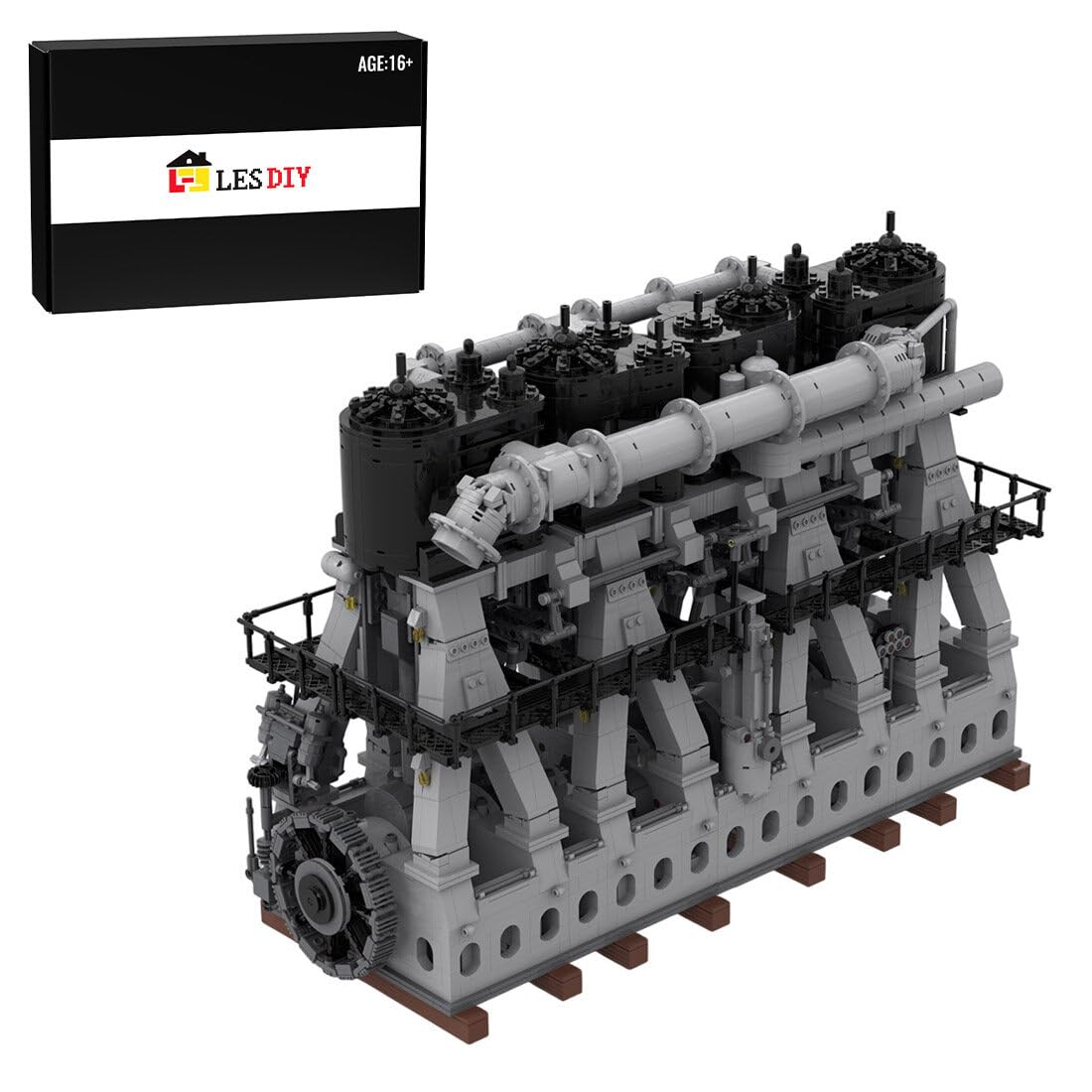Vortix Engine Model Building Blocks Set with Motor, MOC Titanic Reciprocating Triple Expansion Steam Engine Bricks Kit, Display Educational Toy, Compatible with Lego Technic (6584PCS)