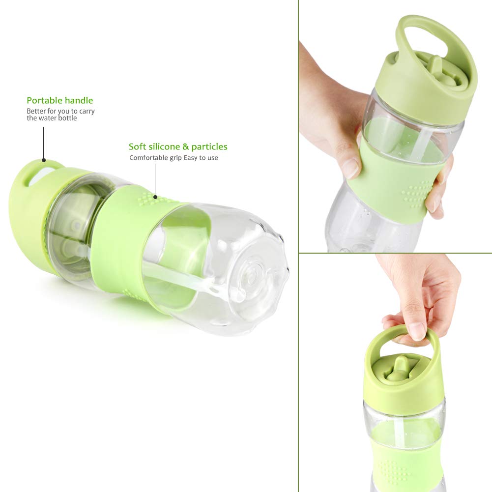 Sivaphe 12 oz Kids Water Bottle with Straw Leak Proof Boy and Girl Drinking Jug, Tritan Platic Small Clear Drinking Bottle for School Yellow