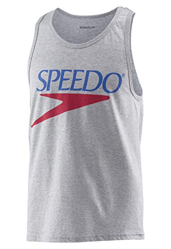 Speedo Unisex-Adult Tank Top Sleeveless Vintage Crew Neck, Medium Heather Grey, Medium