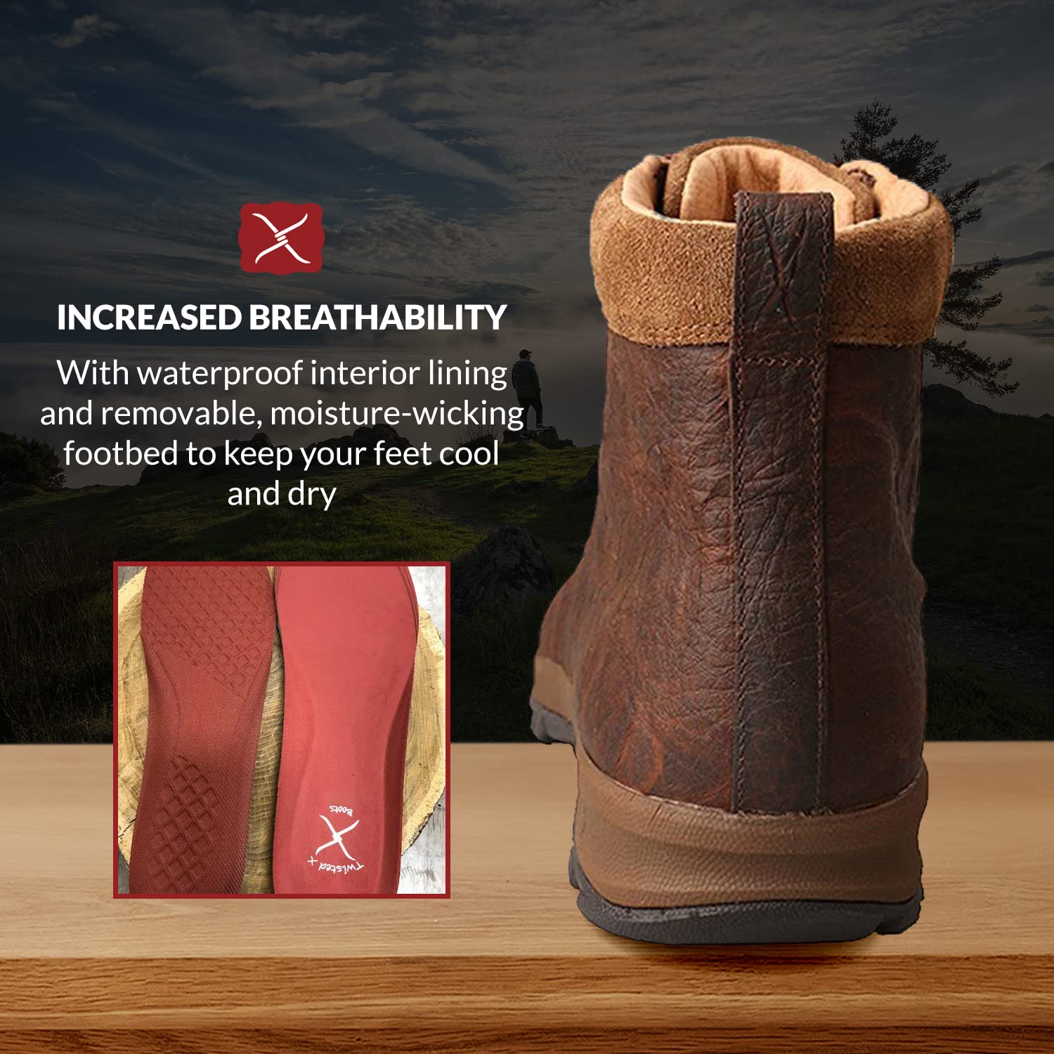 Twisted X Men’s 6†Hiking Boot - Work Hiker Boots Crafted with Full-Grain Leather Upper, Three-Quarter Length Composite Insole, Compression EVA Midsole, and Rubber Outsole, Dark Brown, 10.5(W)