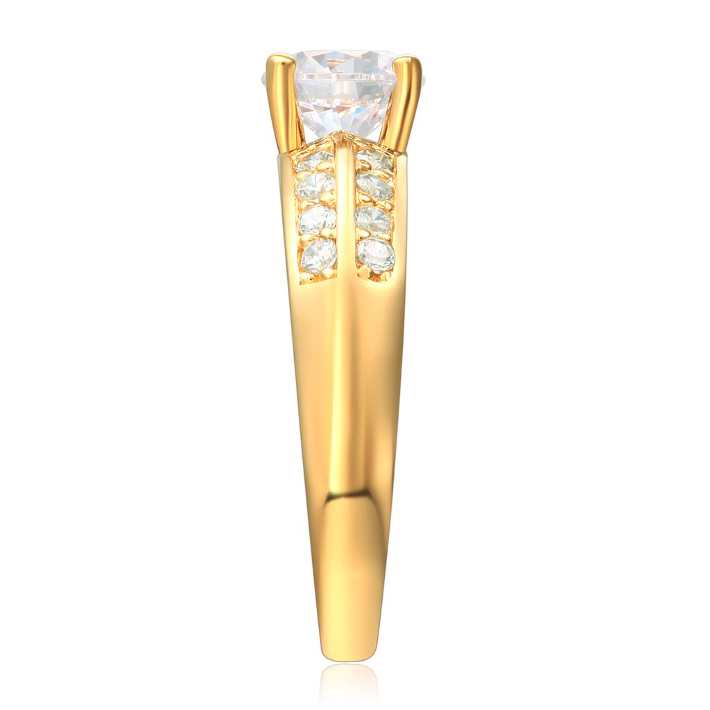 TWJC 14k Yellow Gold Solid Wedding Engagement Ring - Size 6