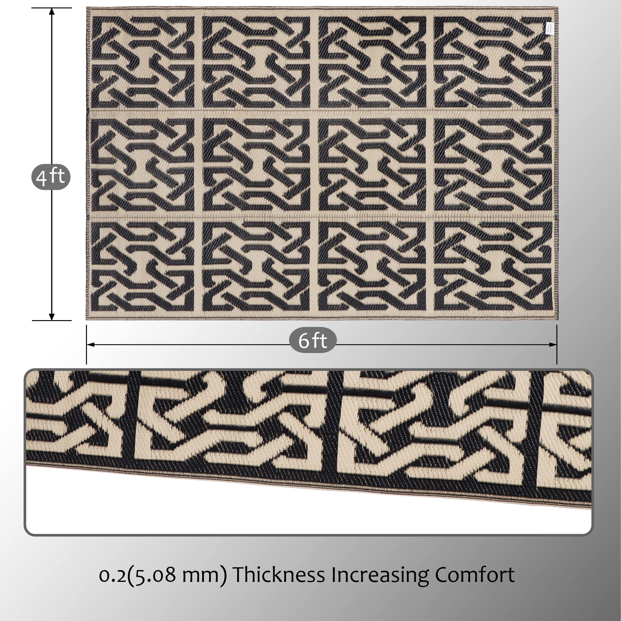 SAND MINE Reversible Mats, Plastic Straw Rug, Modern Area Rug, Large Floor Mat and Rug for Outdoors, RV, Patio, Backyard, Deck, Picnic, Beach, Trailer, Camping (9' x 12', Grey Arrow)