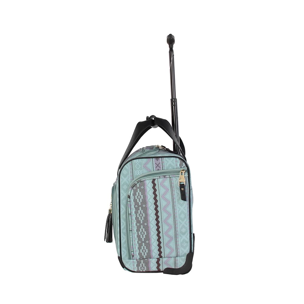 Steve Madden Designer 15 Inch Carry on Suitcase- Small Weekender Overnight Business Travel Luggage- Lightweight 2- Rolling Spinner Wheels Under Seat Bag for Women(Legends Teal)