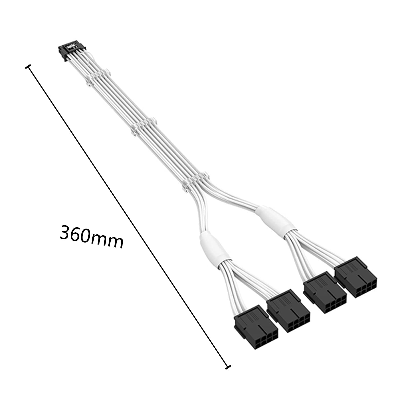 WithFlying PCIE GPU Cables, 16Pin (12+4) to 4x8Pin PCI-E 5.0 Sleeved Extension Cable, 12V HPWR PSU Extension Cable Compatible with RTX 3090Ti, 4070Ti, 4080, and 4090 Series(16AWG White)