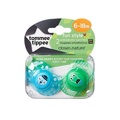 Tommee Tippee Closer to Nature Fun Pacifier, 6-18 Months, 2 Count -Colors Will Vary