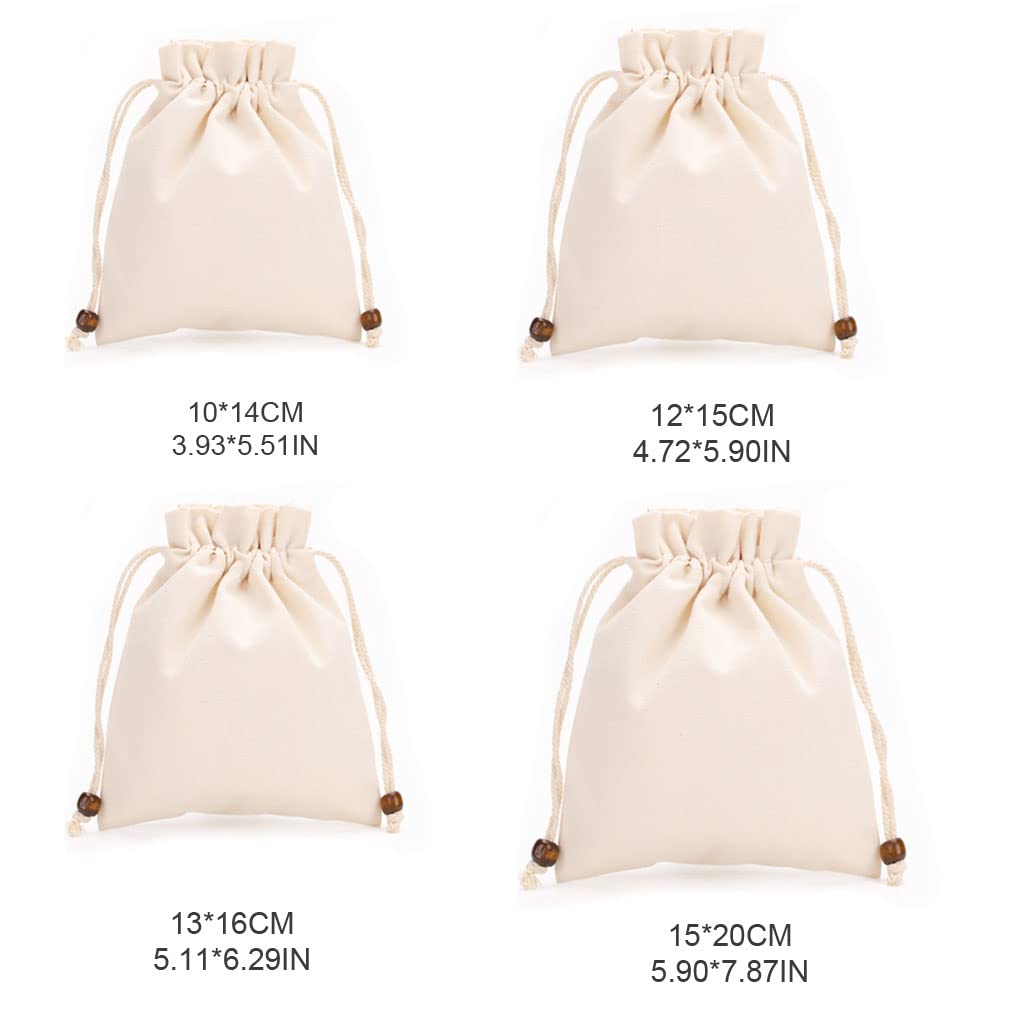 YOOYEH Washable Cotton Drawstring Bags Muslin Sachet Bag Reusable Produce Bags Herbal Bags DIY Tote Gift Bag for Candy Storage