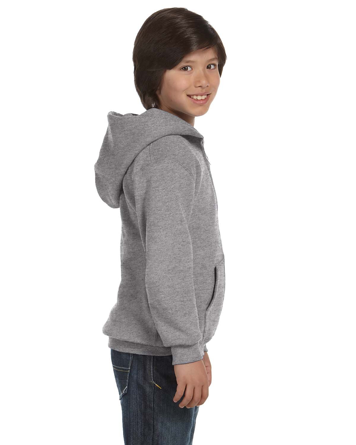 Russell Athletic Big Boys' Fleece Full Zip with Hood, Black, Small
