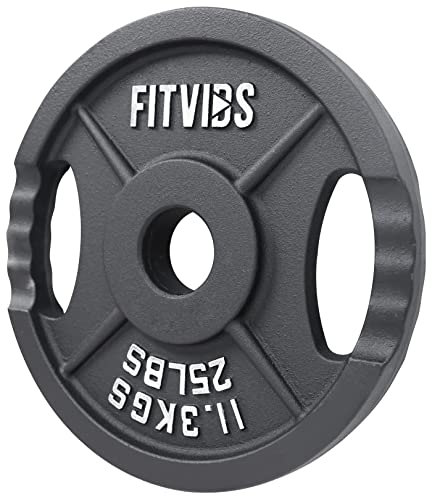 Signature Fitness Cast Iron Plate Weight Plate for Strength Training and Weightlifting, 2-Inch Center (Olympic), 25LB (Single)