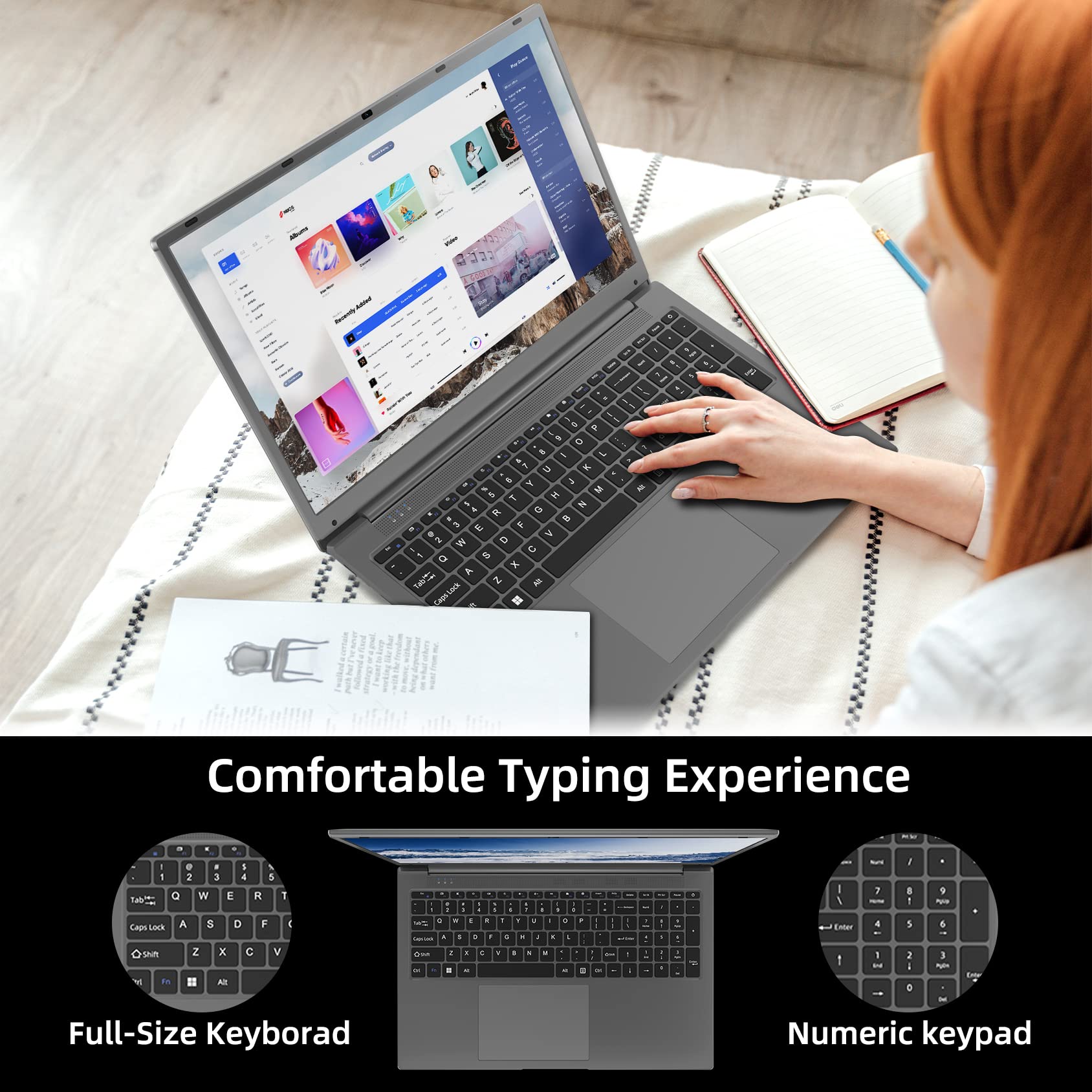 SGIN Laptop 8GB RAM 256GB SSD, 17" Notebook, Laptops with IPS Full HD Display, Intel Celeron Quad Core J4105(Up to 2.5 GHz), Mini HDMI, Webcam, Wi-Fi, Expandable Storage 512GB (Gray)