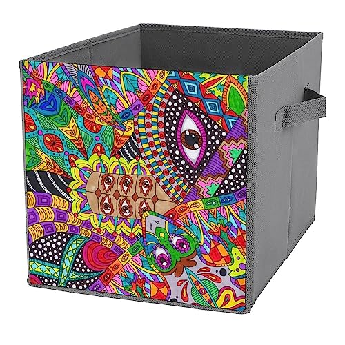 The Temple Cosmic Lizard Eye Storage Cubes with Handles Foldable Fabric Bins Organizing Baskets for Shelves Closet