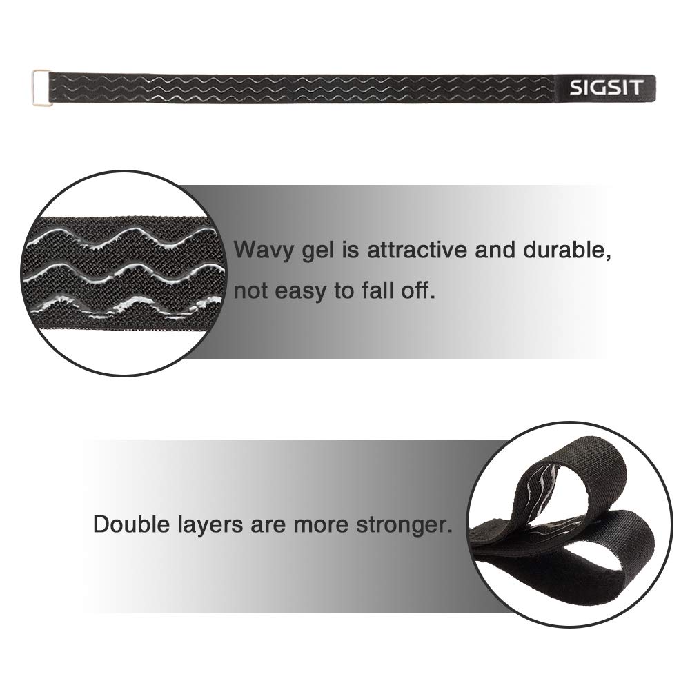 SIGSIT Reusable Bike Wheel Strap Bike Wheel Stabilizer Straps with Innovative Wavy Gel and Durable Hook & Loop - 2 Count