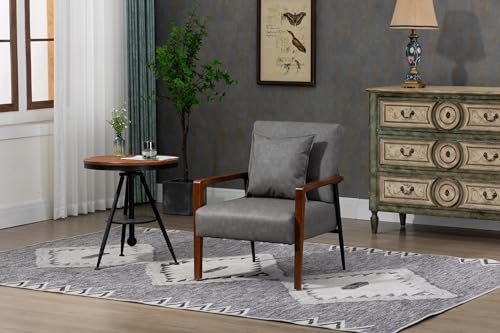 Wycian Counter Height Chairs, Dining Chair Seat Pu Leather Grey with Removable Cushion Seat Height 15.7" for Living Room Bedroom Dining Rooms Garden 1PC