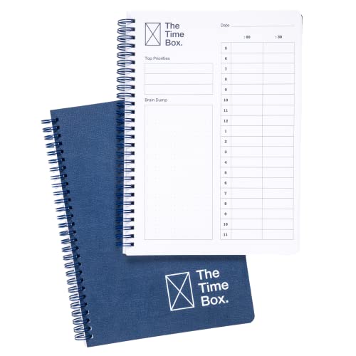 The Time Box Daily Management Notebook - Time Blocking To Do List Planner, Brain Dump Agenda, Blank Hourly Personal Organizer Notepad for Work 140 Undated Pages 7" x 10"