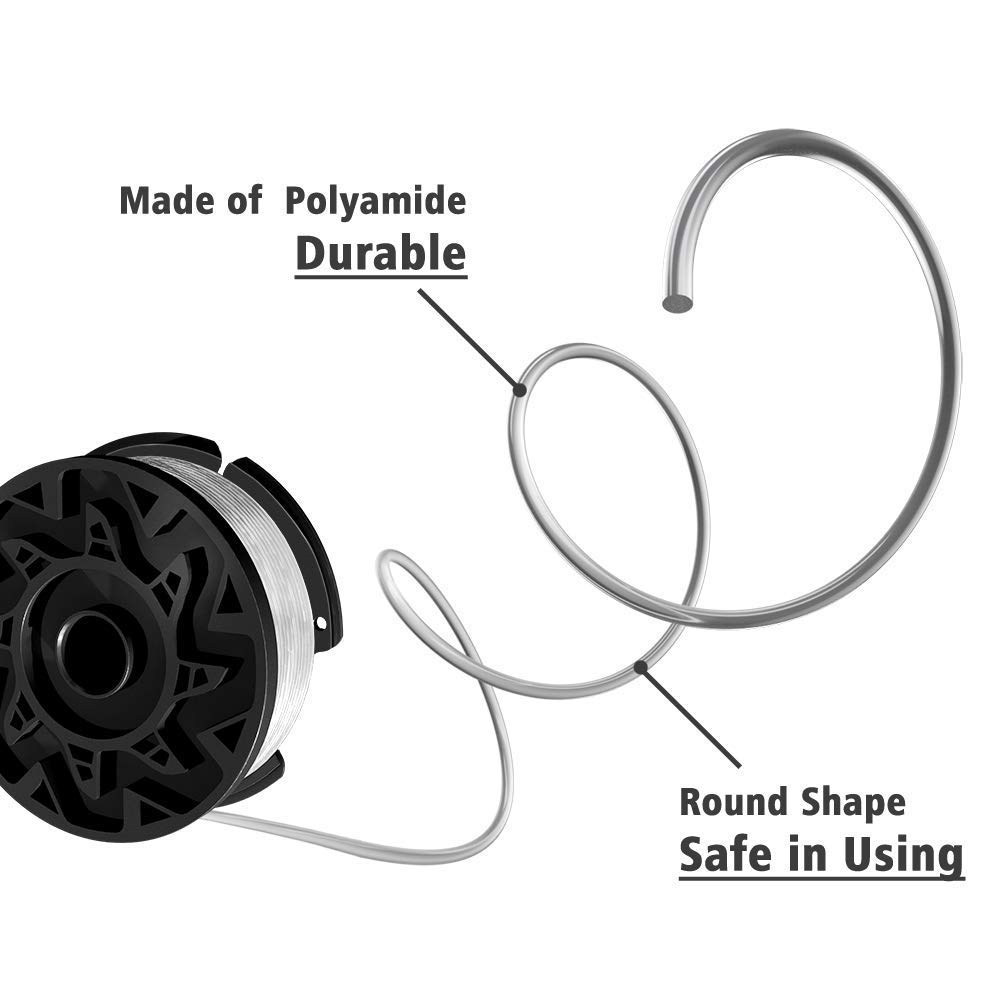 X Home AF-100 Weed Eater String Compatible with Black Decker String Trimmers, 8 Spools & 2 Caps