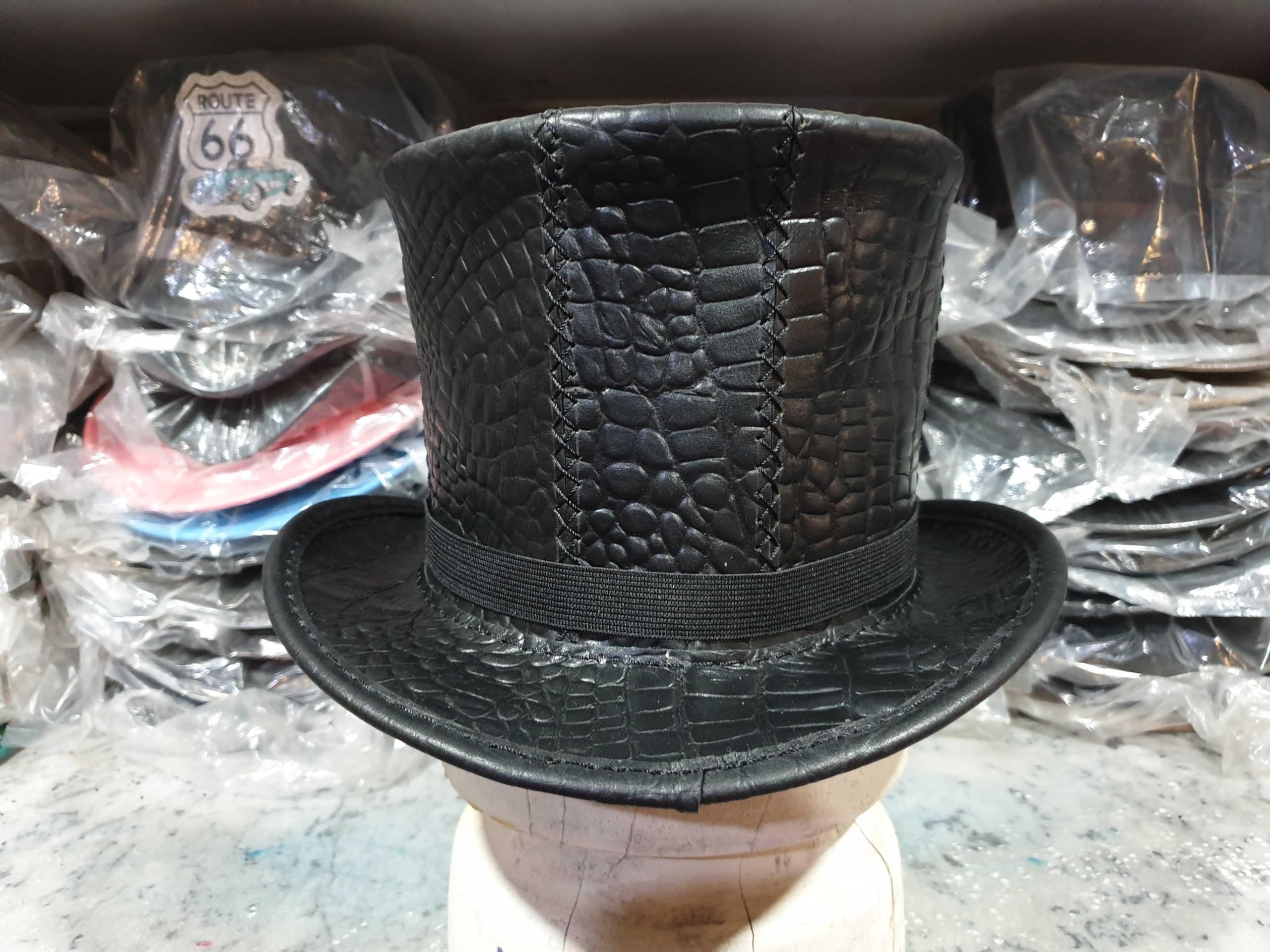 Steampunk MadHatter Leather Top Hat (X-Large, Steampunk Googles)