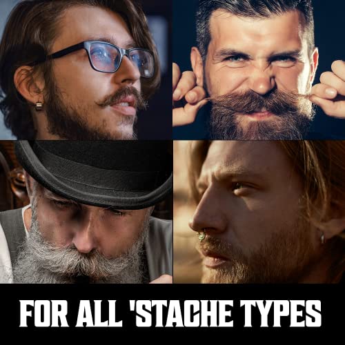 Viking Revolution Mustache Wax 2 Pack - Extreme Hold Beard & Moustache Wax for Men - Strong Hold Helps Train Tame & Style - Citrus & Sandalwood Scents- 0.5oz each