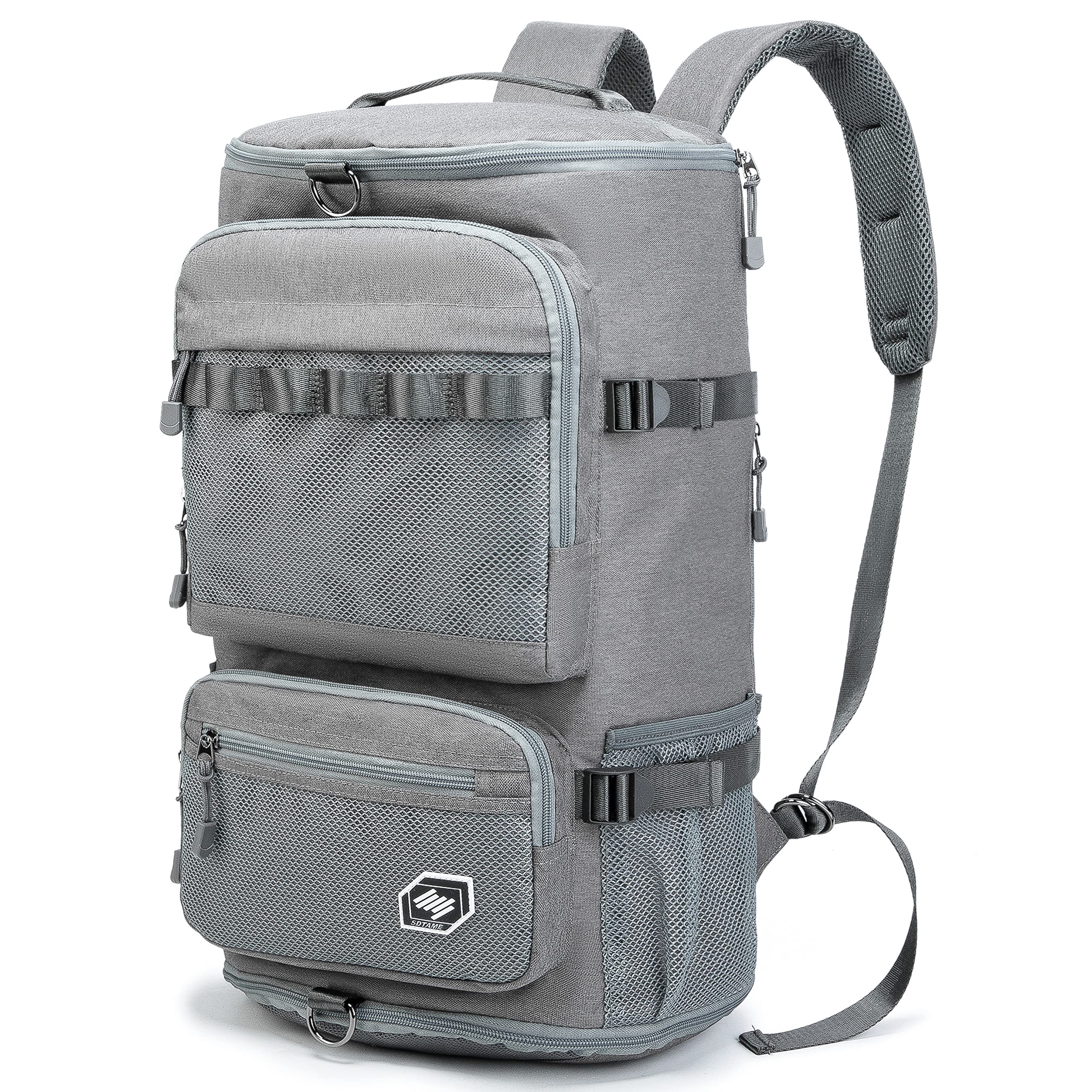 SDTAME Gym Duffle Bag Backpack with Shoe Compartment,4 ways Travel Backpack for Women and Men,Multi-Functional Weekender Backpack with Waterproof for Fitness, Travel,Camping(grey)