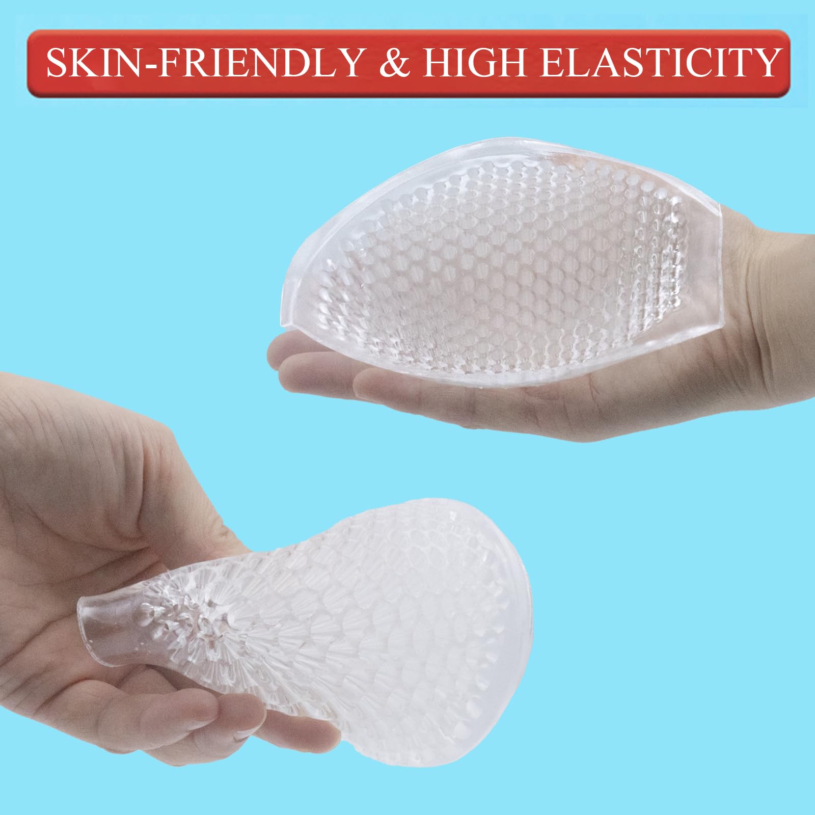 Silicone Bra Inserts, Semi-Adhesive Breast Lift Enhancers Pads Push Up Cup V-Shaped, Reusable, Breathable, Clear,2 Pair for A/B/C Cup