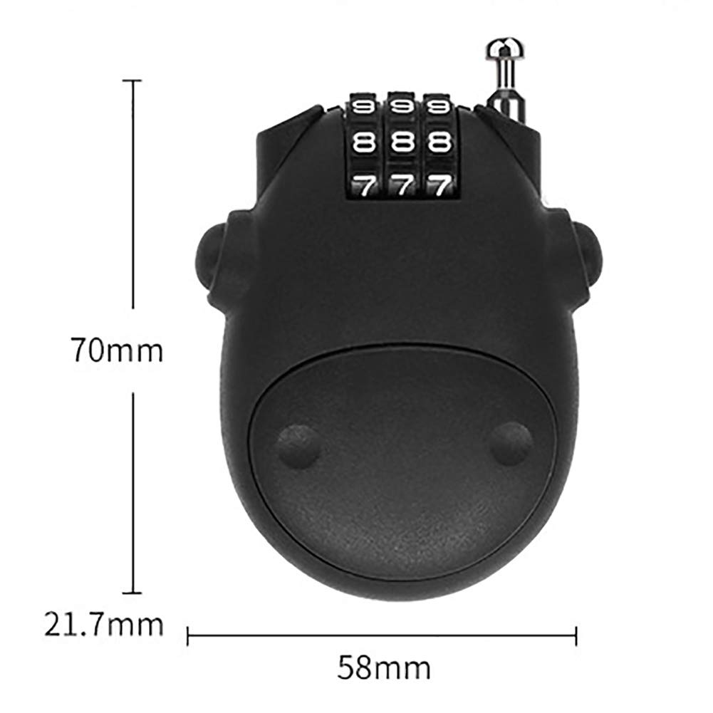 ZHYING Retractable Bicycle Password Lock,Anti Theft Bike Steel Wire Chain with 3 Digits Code,Resettable Combination for Scooter,Motorcycles,etc