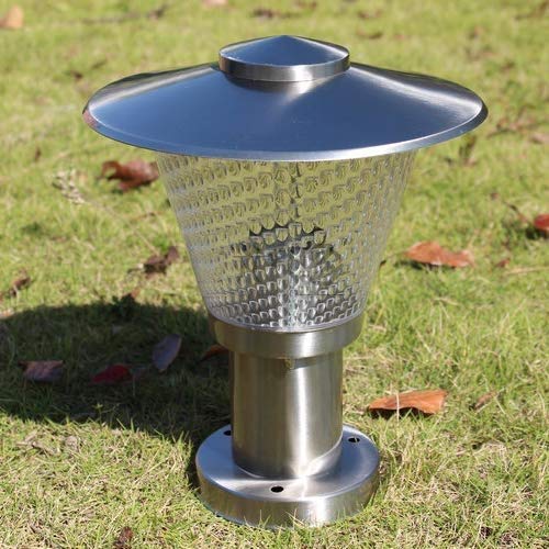 WPOLED Modern Simple European Column Lamps Silver Stainless Steel Outdoor Waterproof E27 Acrylic Post Lights Garden Gate Courtyard Home Villa Decorative Pillar Lights