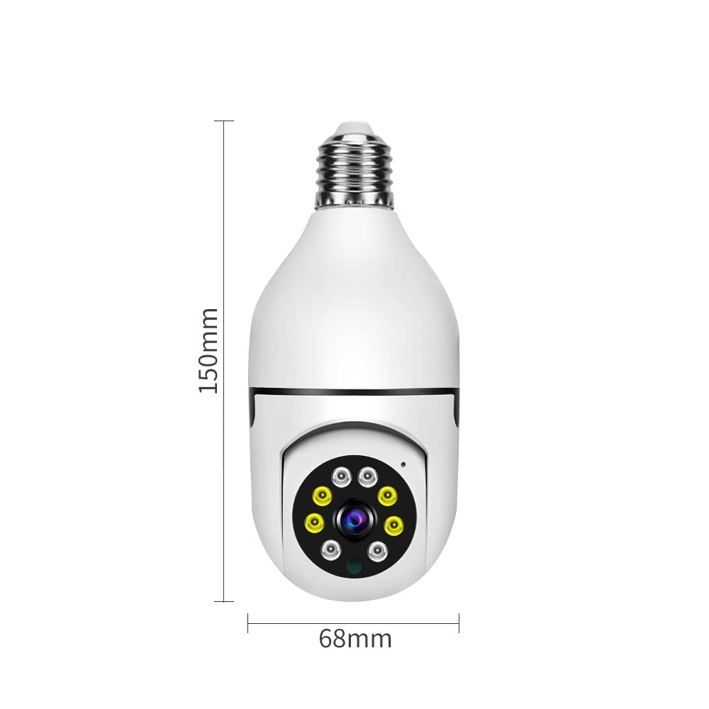 X W EI UNION Light Bulb Camera 360 Degree Wireless Home Security Camera Indoor Outdoor, Two-Way Audio Motion Detection Night Vision Video Record with Sound Cloud Support