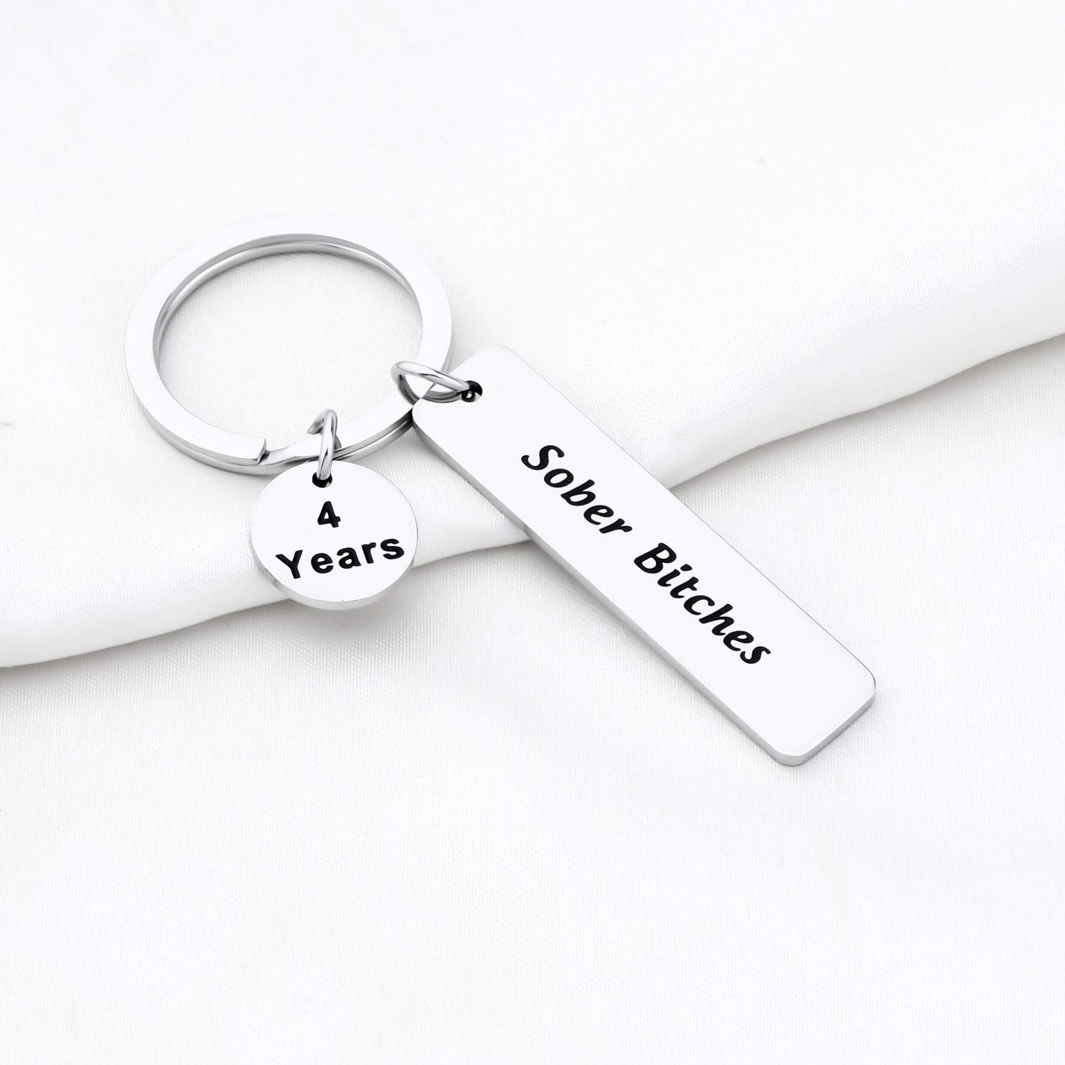 TGBJE 1 Year 5 Years 10 Years Sobriety Anniversary Keychain Sobriety Bitches Gift AA Gift NA Gift Sober Encouragement Gift (Sober 4 Years)