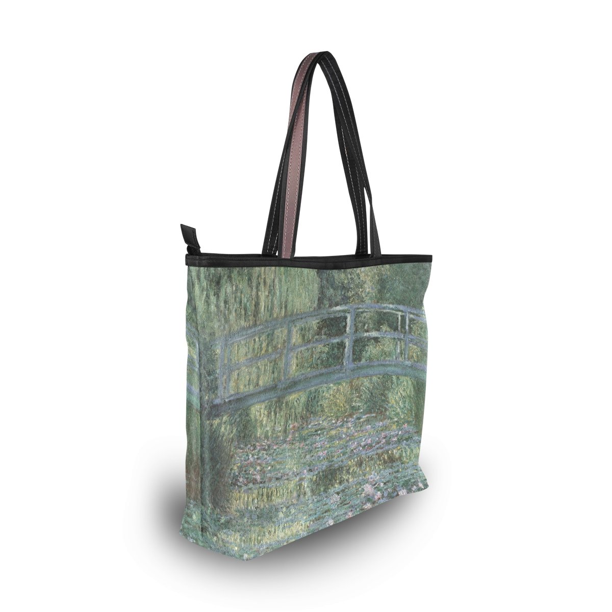 WIHVE Tote Bag Japanese Bridge Water-Lily Pond Monet Shoulder Handbag Travel Beach Bag