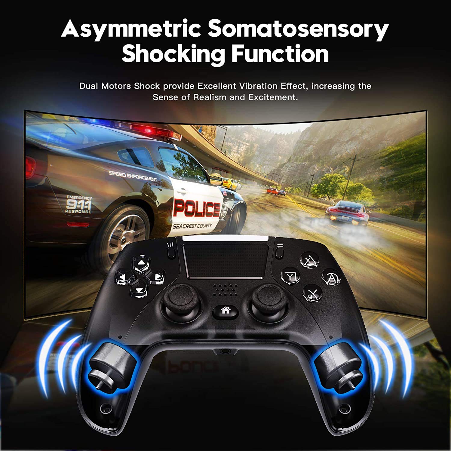 UeeVii PS4 Controller with Back Paddles, Wireless Game Controllers for Playstation 4 PS4 Pro PS4 Slim with Back Button for Custom Mapping Dual Shock Six-axis Audio Function Touch Pad 1000mAh Battery