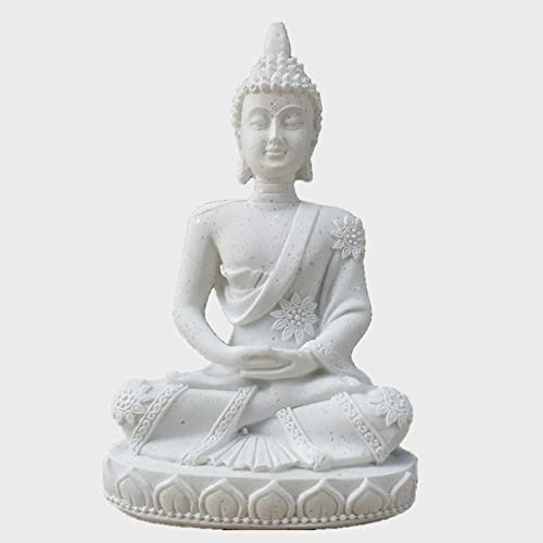 Vilead Buddha Statue for Home Office Tabletop, Thai Shakyamuni Sitting Statue with Bronze Finish, 4.3β Minimalist Sandstone Buddha for Zen Decor, Meditation Decor