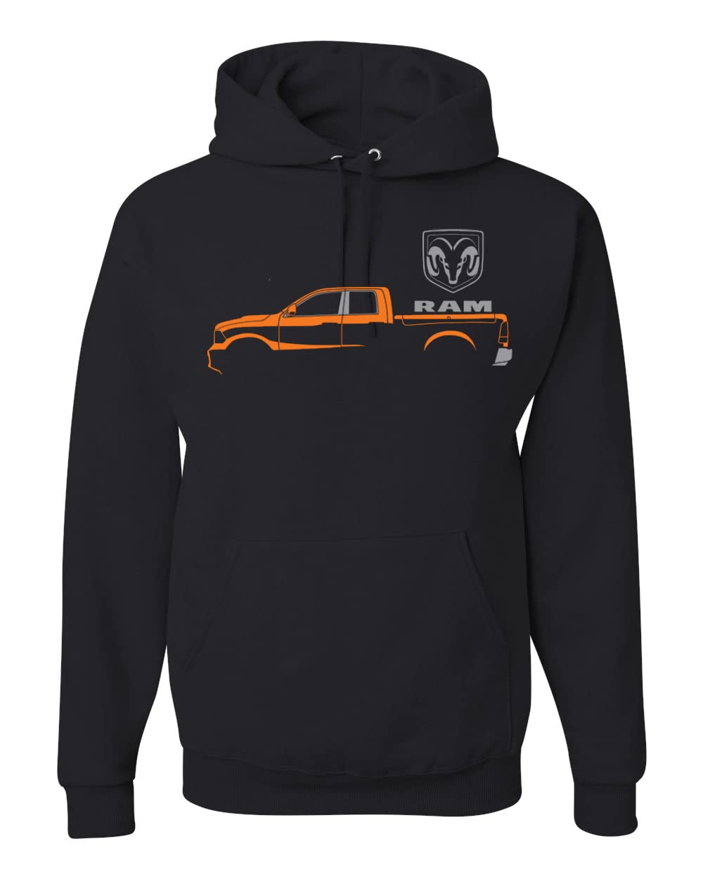 Wild Bobby Dodge RAM Silhouette Cars and Trucks Unisex Graphic Hoodie Sweatshirt, Black, Medium