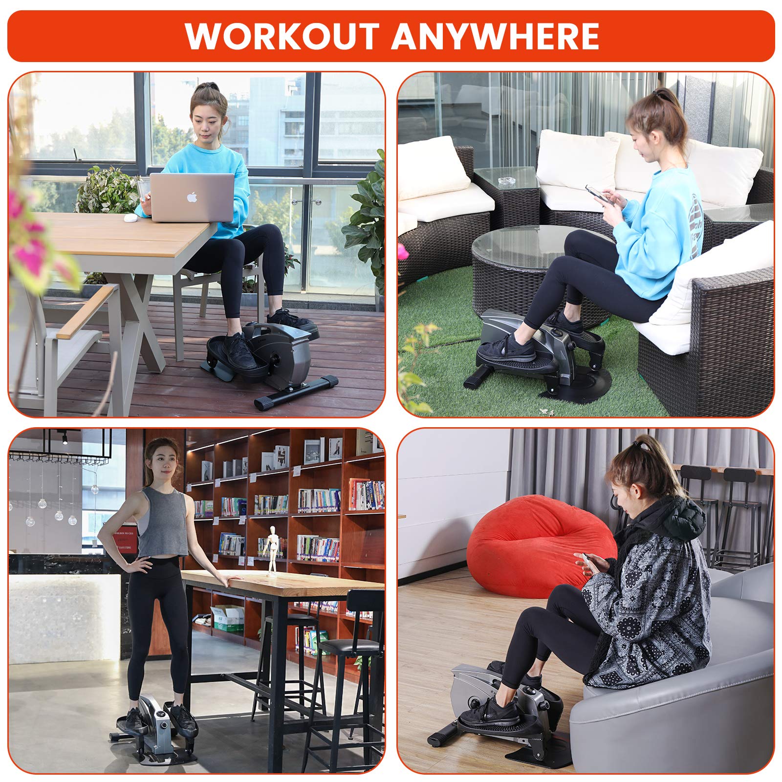 ZINRAY Under Desk Elliptical Machine, Seated/Stand Up Mini Elliptical for Home or Office