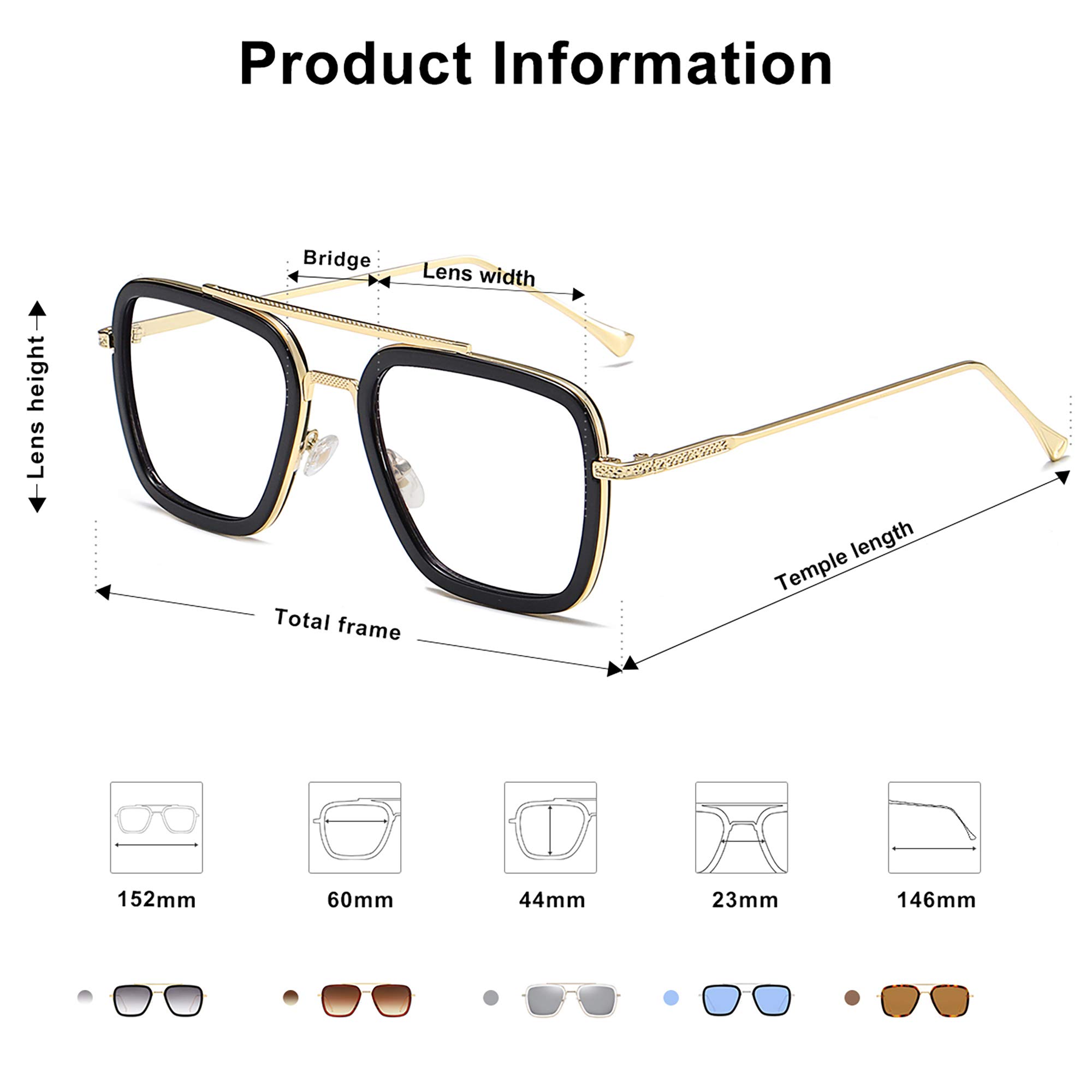 SOJOS Blue Light Blocking Glasses for Men Women Aviator Square Classic Glasses SJ1126 with Gold Frame/Black Rim/Anti-Blue Light Lens
