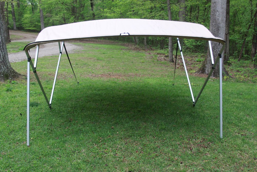 Vortex Direct Tan/Beige Square Tube Frame 4 Bow Bimini Top, 10' Long, 91"-96" Wide, 54" Tall