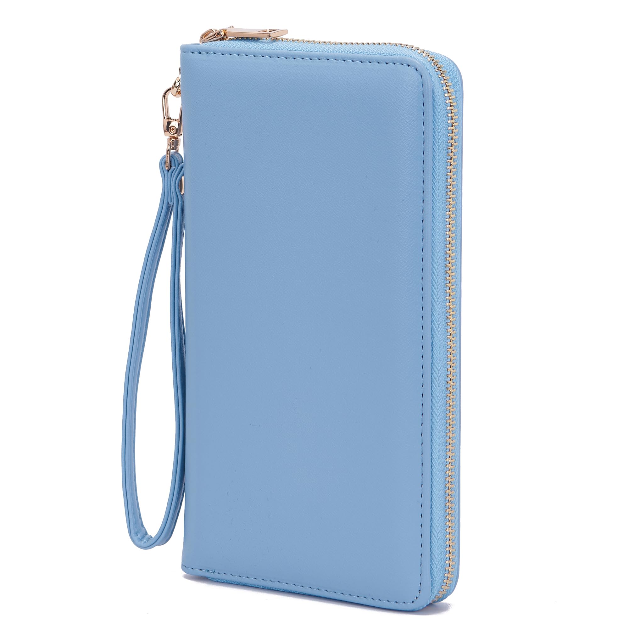 YZAOLL Women's Wallet RFID Blocking PU Leather Large Capacity Zip Around Credit Card Holder Cell Phone Checkbook Storage Bag Zipper Coin Purse,Beige